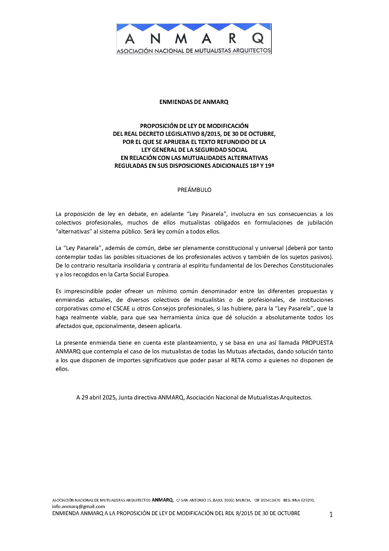 Enmienda ANMARQ